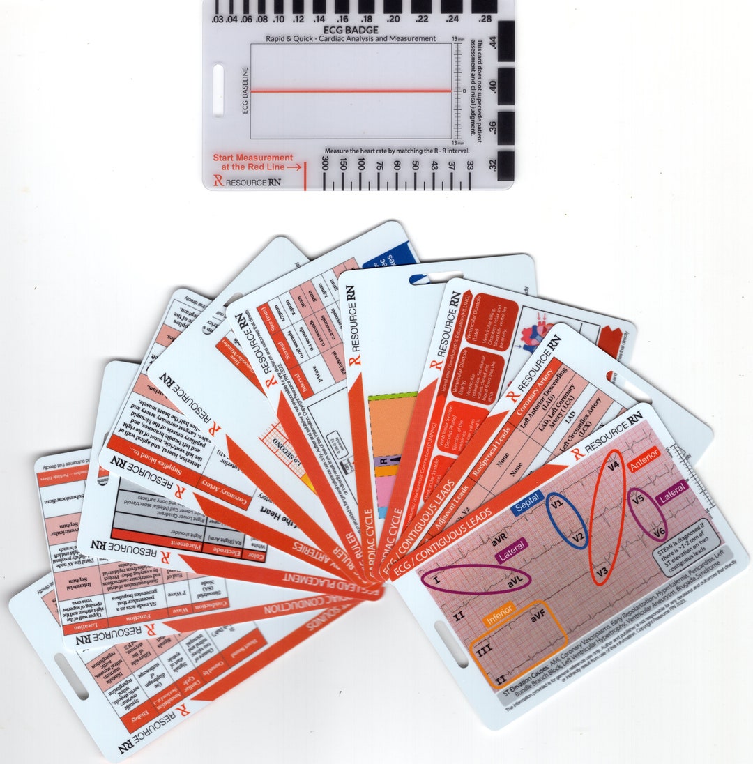 Cardiac Nursing Badge Card Set: ECG Interpretation & STEMI Tool - Etsy