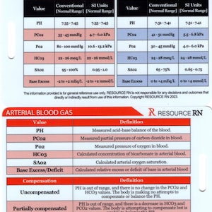 Arterial Blood Gas (ABG) VERTICAL Badge Card Pocket Guide - Etsy