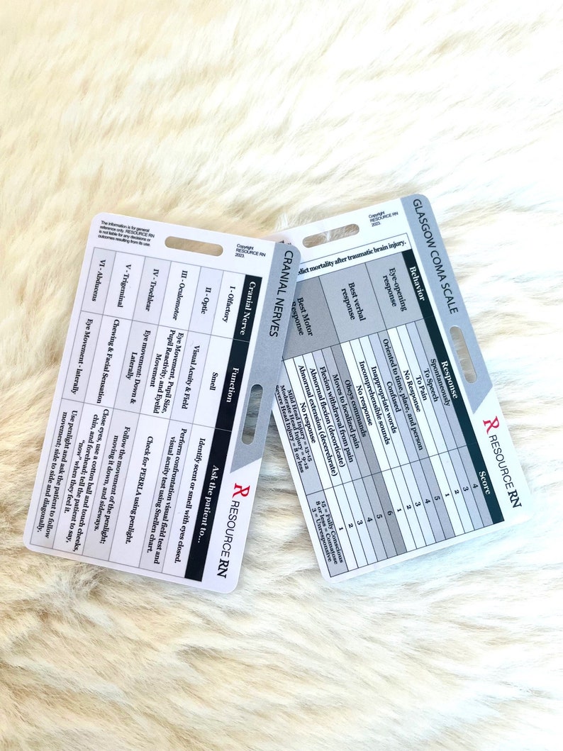 Cranial Nerves & Glasgow Coma Scale Badge Card: Neurological Assessment ...