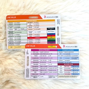 Lab Value and Order of Blood Draw Badge Card for RN, EMT, Phlebotomist ...