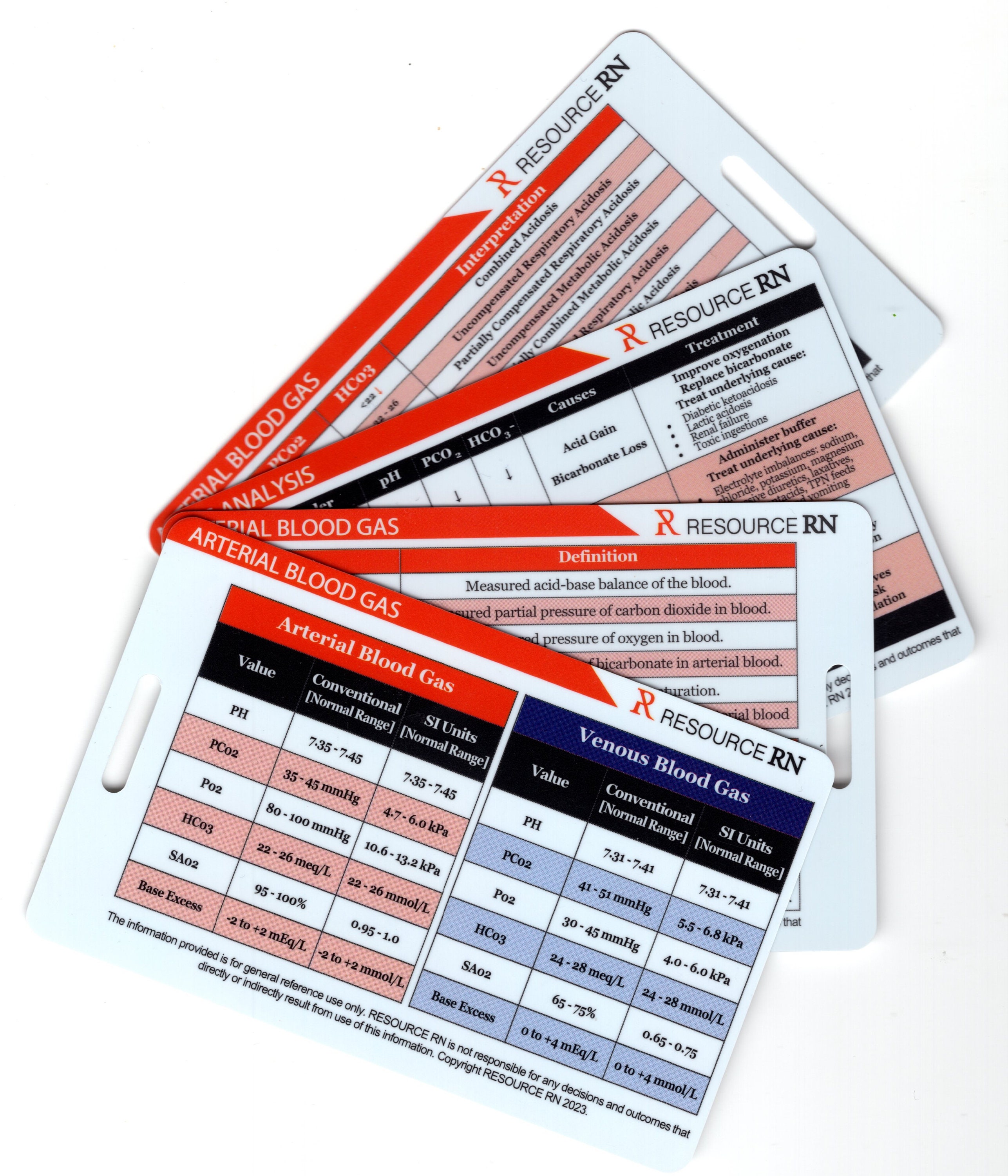Arterial Blood Gas Reference Guide Arterial Blood Gas ABG Badge Card ...