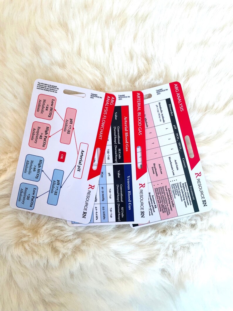 Arterial Blood Gas ABG Horizontal and Vertical Badge Card Pocket Guide ...