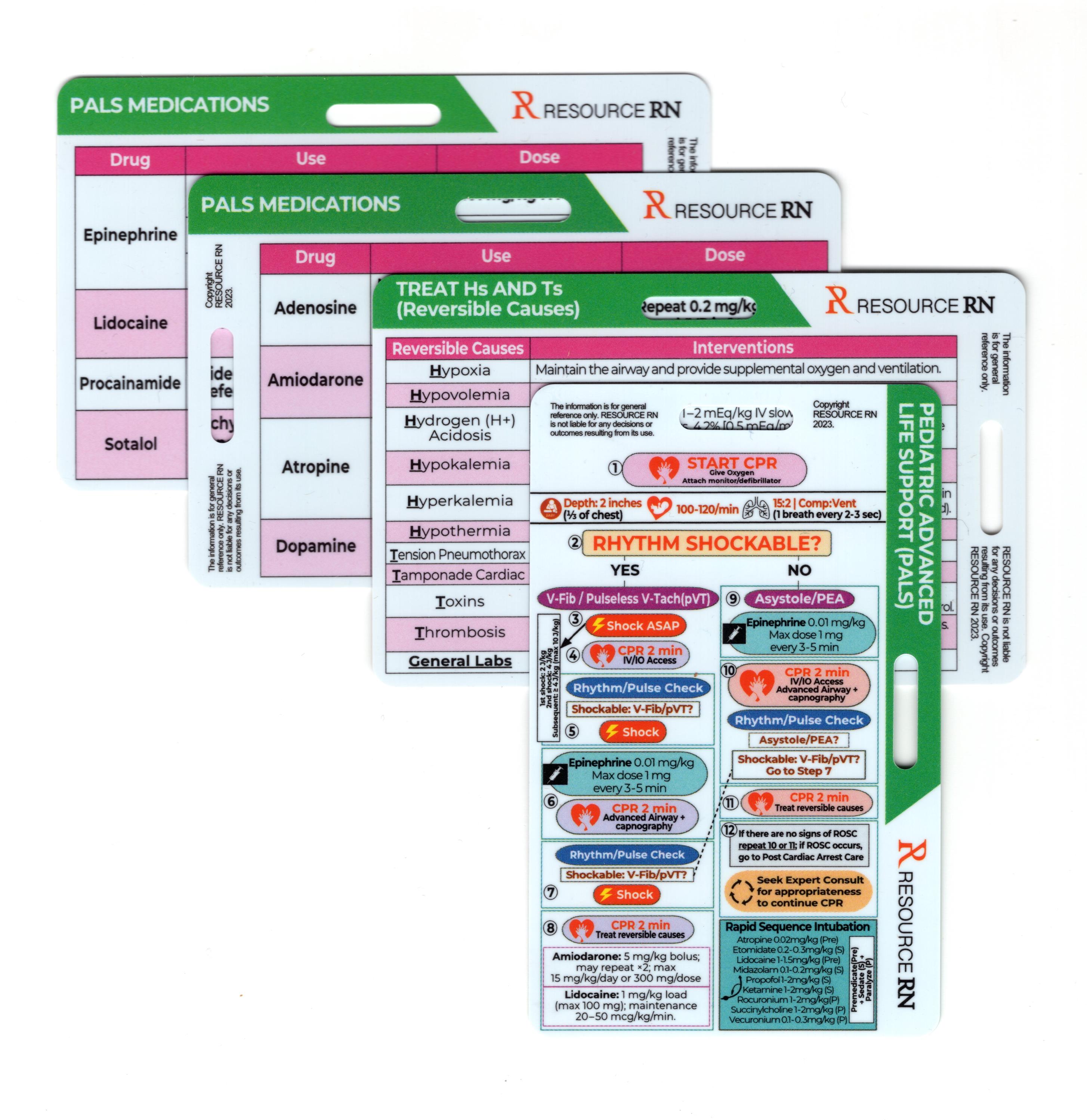 PALS Badge Buddy 2-card Set: Pediatric Emergency Quick Reference - Etsy