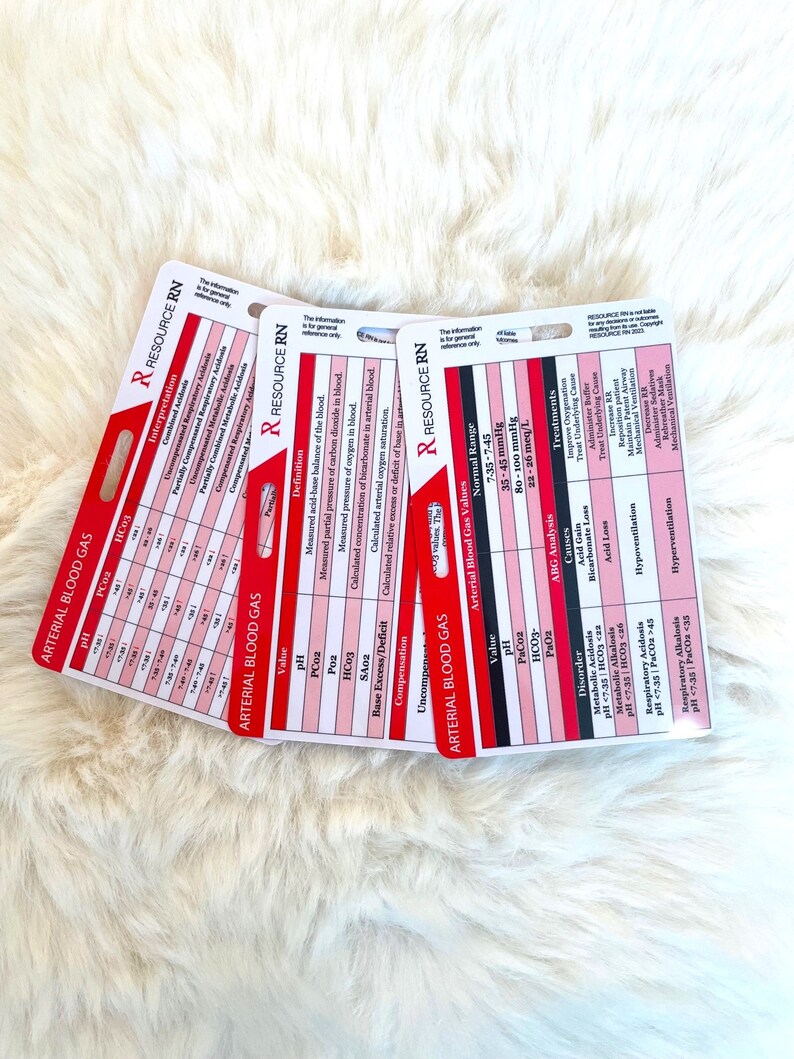 Arterial Blood Gas ABG Horizontal and Vertical Badge Card Pocket Guide ...