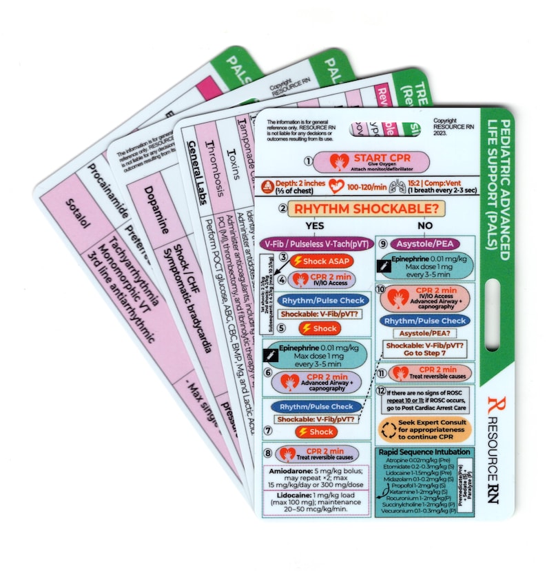 PALS Badge Buddy 2-card Set: Pediatric Emergency Quick Reference - Etsy