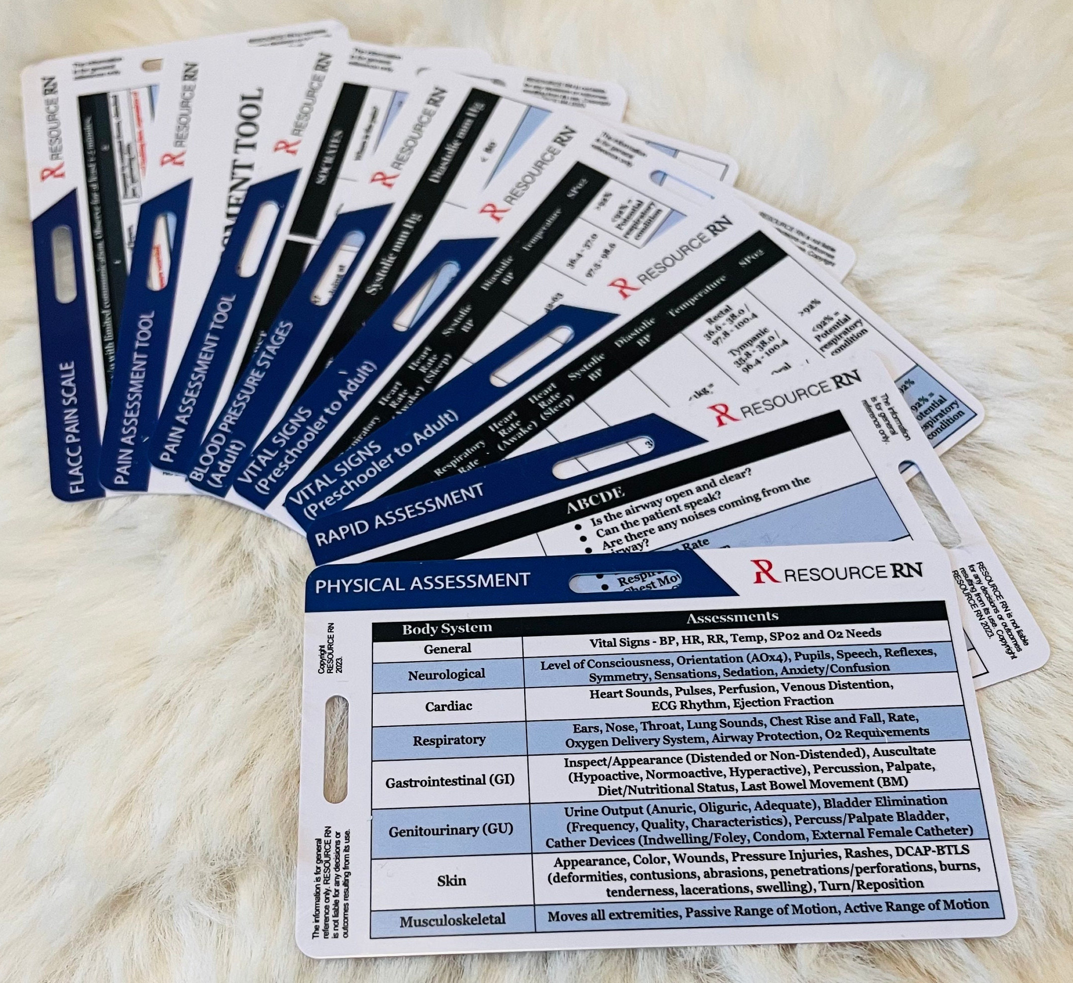 RN Assessment Reference Cards: Vital Signs, Physical & Pain Assessment ...