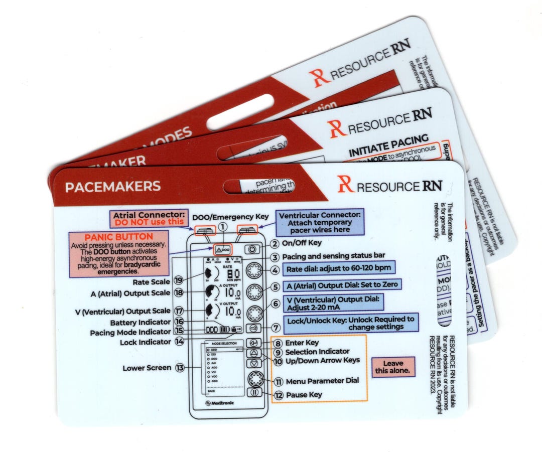 Pacemaker Setting Pocket Guide – 3 Card Reference Set With Dual Hole ...