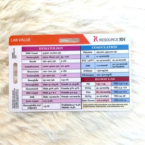 Lab Value and Order of Blood Draw Badge Card for RN, EMT, Phlebotomist ...