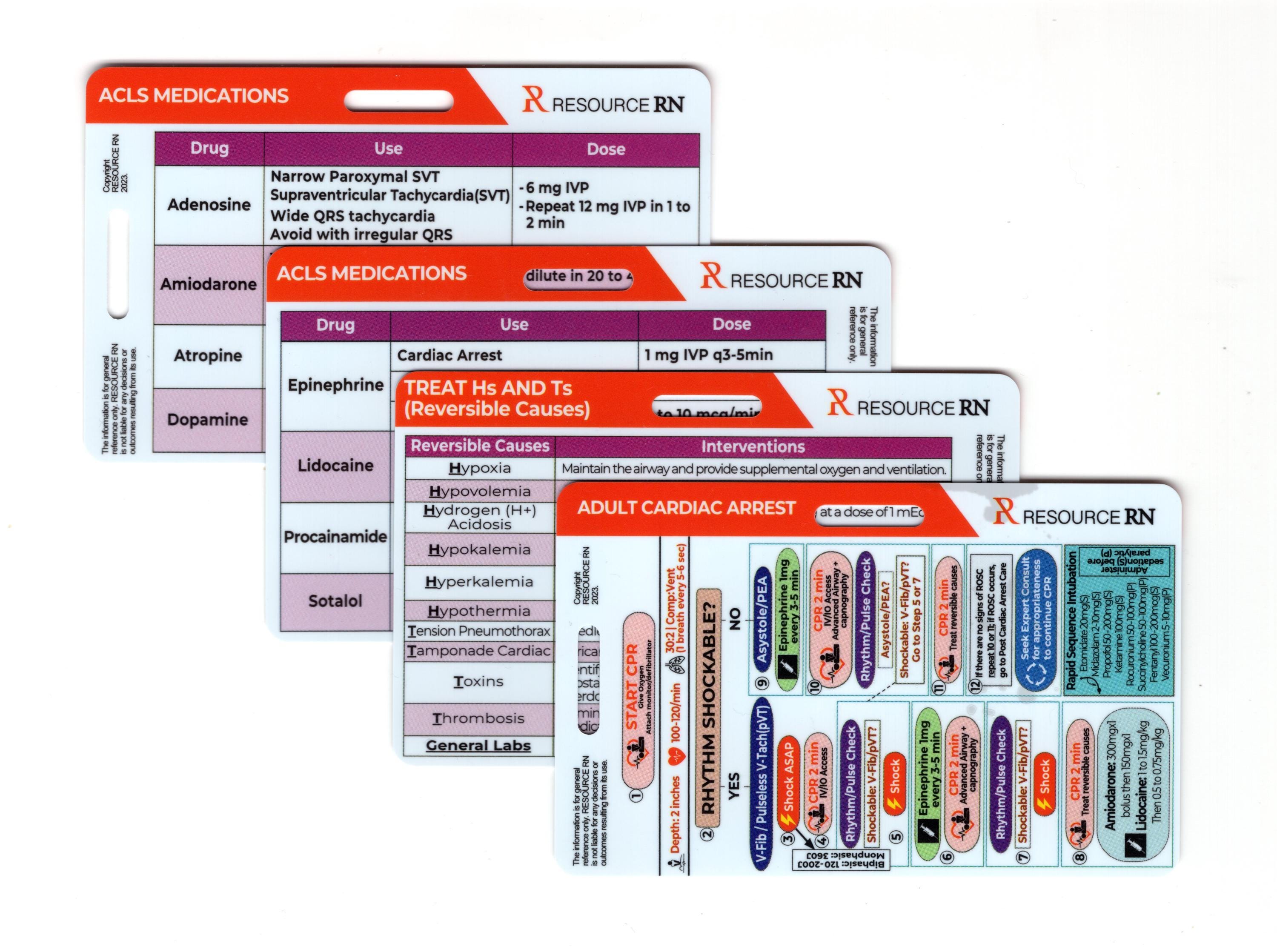 ACLS Badge Card Set: Rapid Medical Reference - Horizontal & Vertical - Etsy