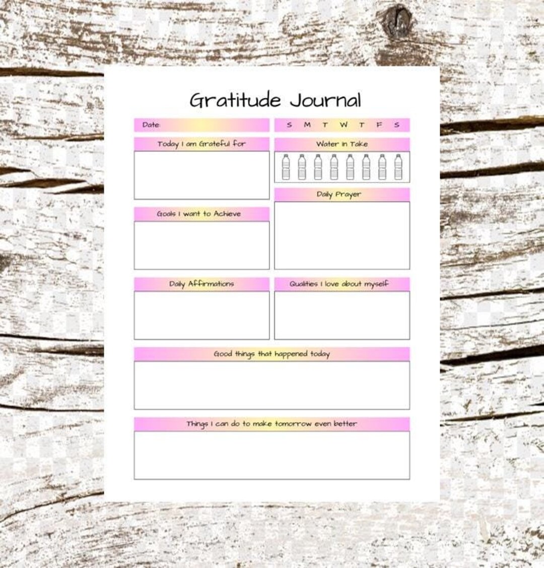 Printable Daily Gratitude Journal Mindfulness & Self-care Journal ...