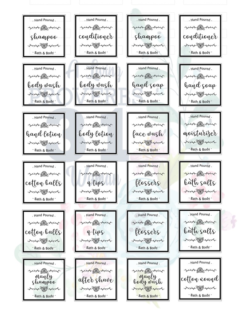 1.5 Inch Bathroom Labels Farmhouse Style Handwritten Font Printable ...
