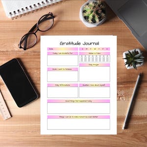 Printable Daily Gratitude Journal Mindfulness & Self-care Journal ...
