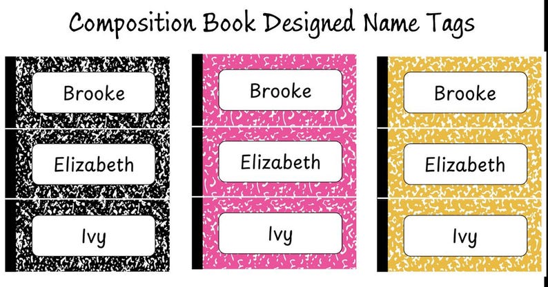 Composition Name Tag Desk Plate Student Desk Plate Printable Desk Name ...