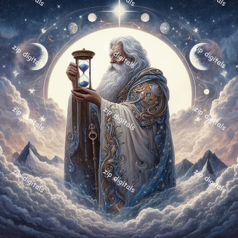 Father Time in the Clouds Holding a Hourglass Digital Image FT003 - Etsy