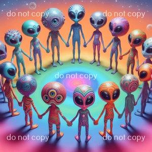 Colorful Circle of Aliens Clip Art Digital Images Set of 4 - Etsy