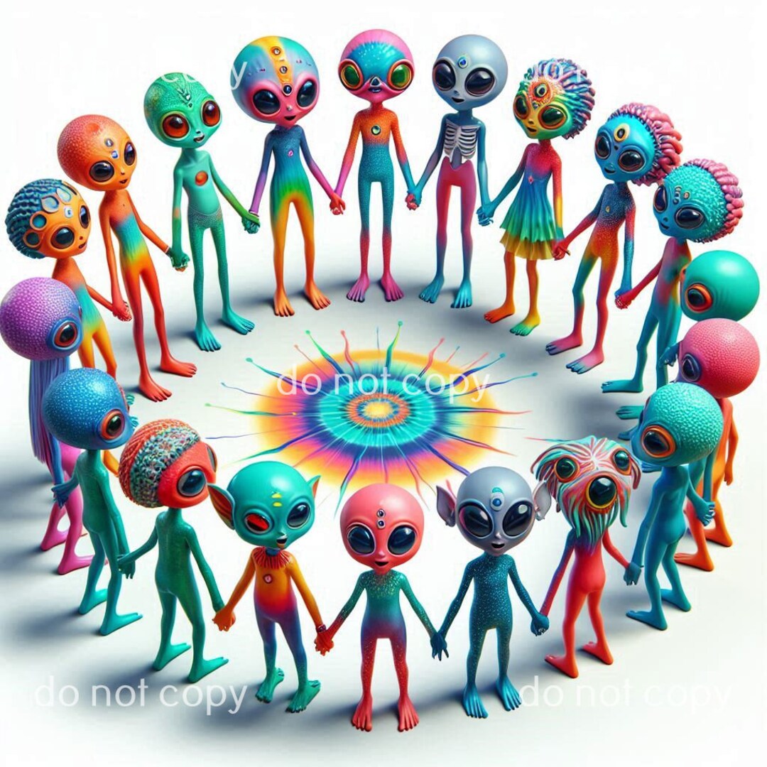Colorful Circle of Aliens Clip Art Digital Images Set of 4 - Etsy