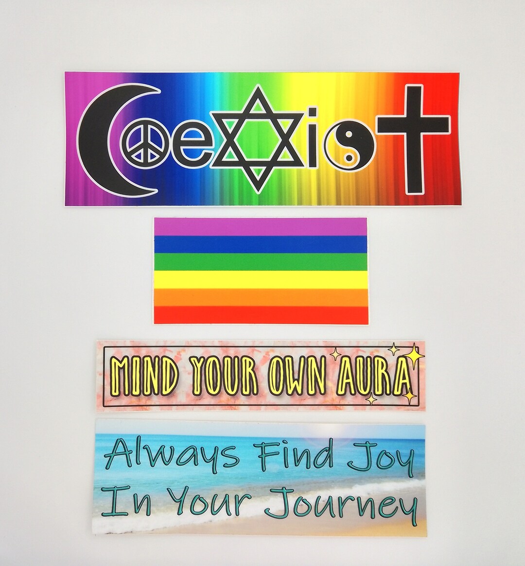 Vinyl Bumper Stickers Decals. 4 Styles rainbow Coexist, Rainbow Flag ...