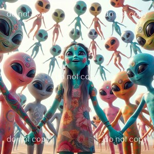 Colorful Circle of Aliens Clip Art Digital Images Set of 4 - Etsy