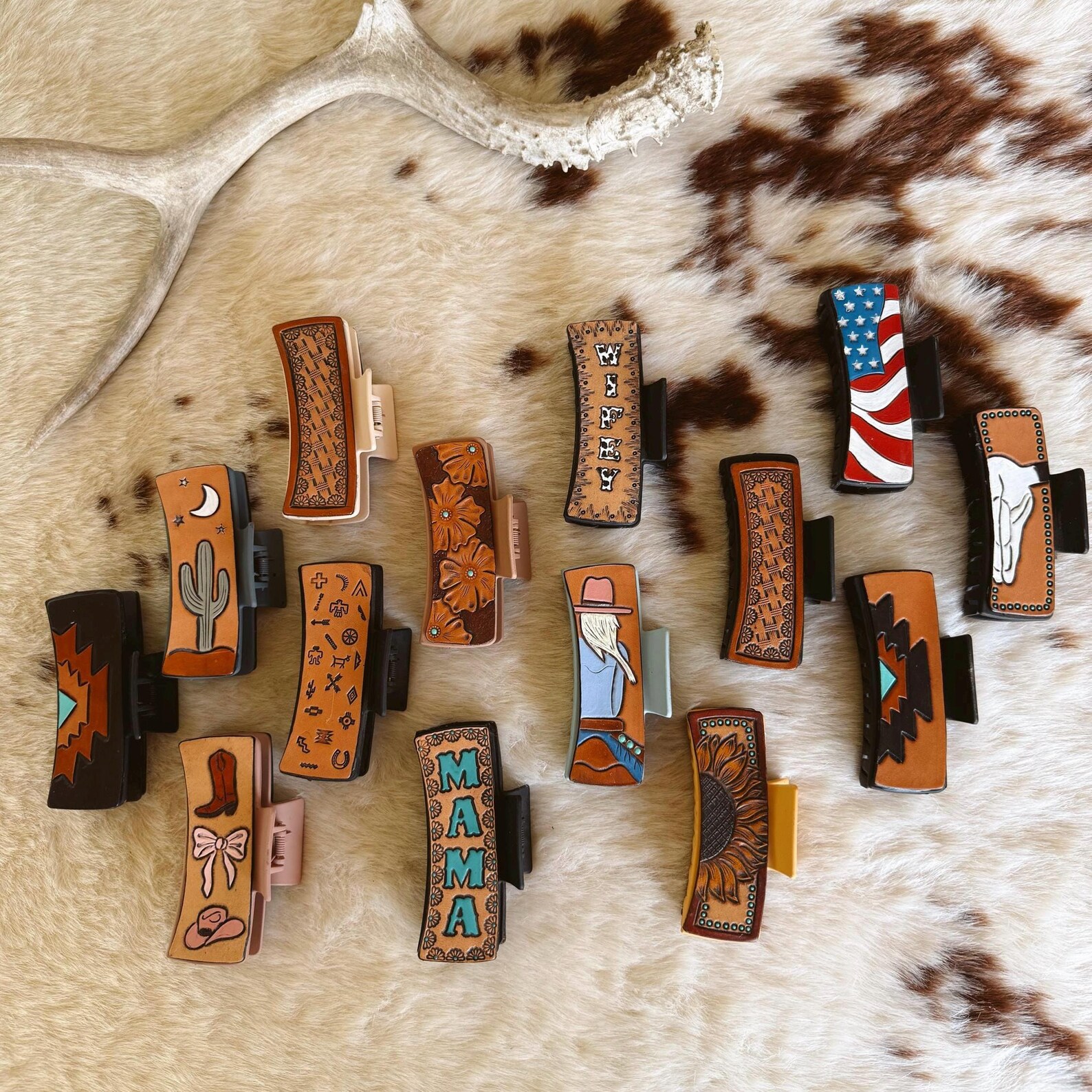 Ready to Ship | Tooled Leather Claw Hair Clip | Cowgirl | Western ...