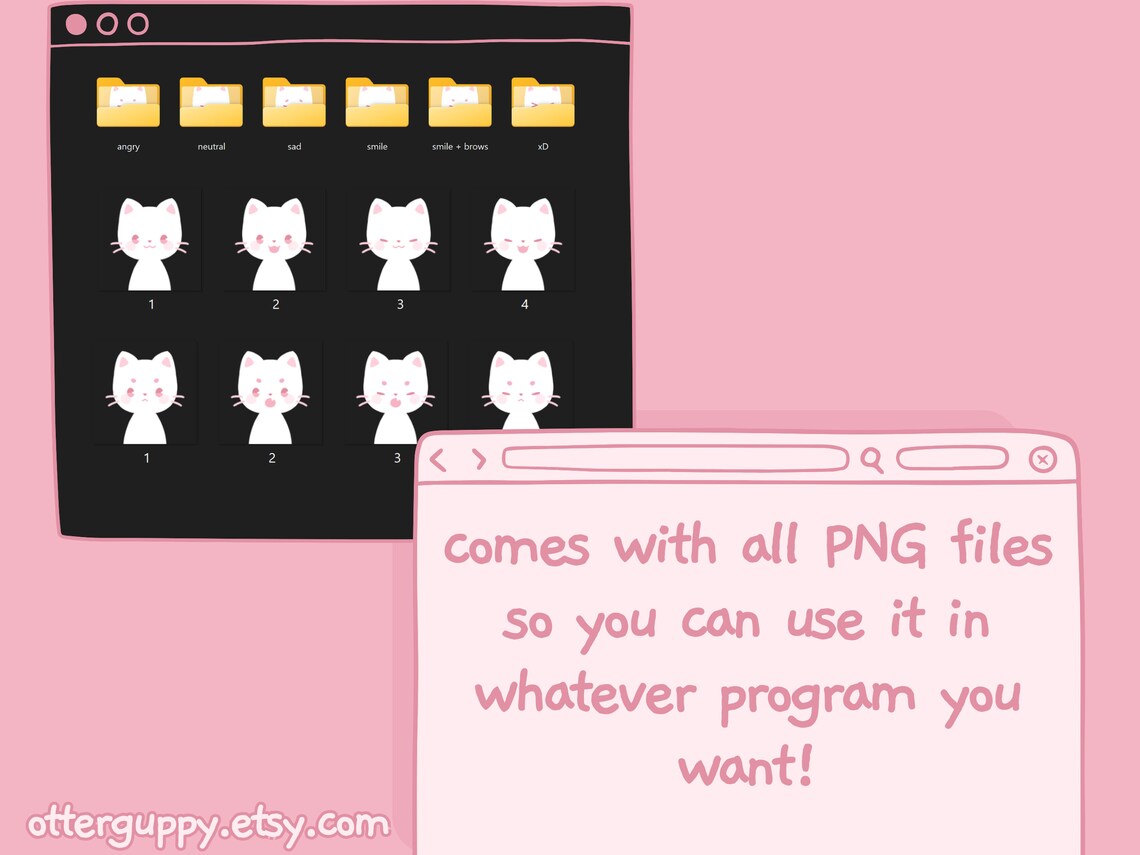 White Cat Pngtuber Vtuber Model, Ready to Use Streamer Avatar, for OBS ...