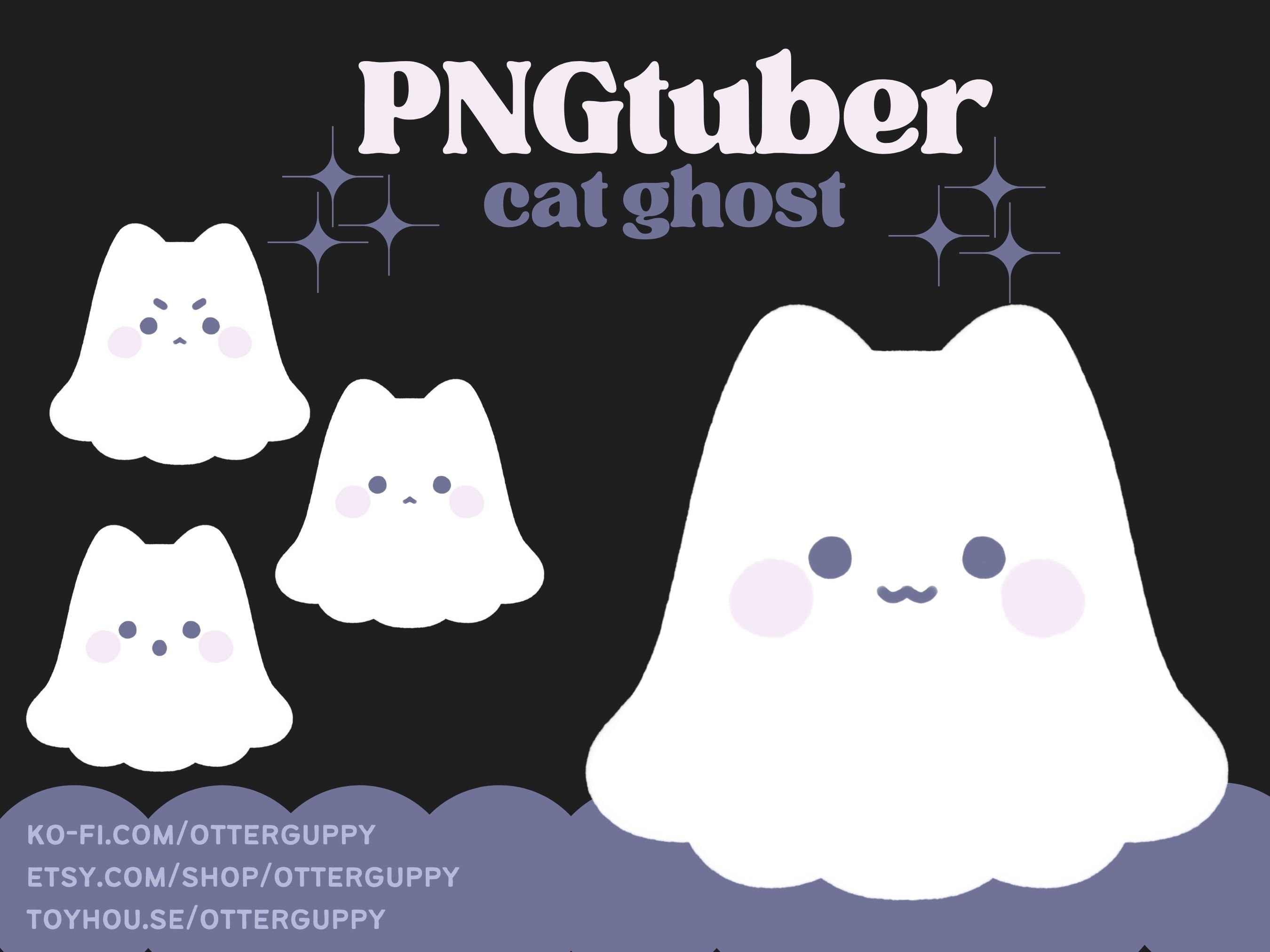 Ghost Cat Pngtuber Vtuber Model, Ready to Use Streamer Avatar, for OBS ...