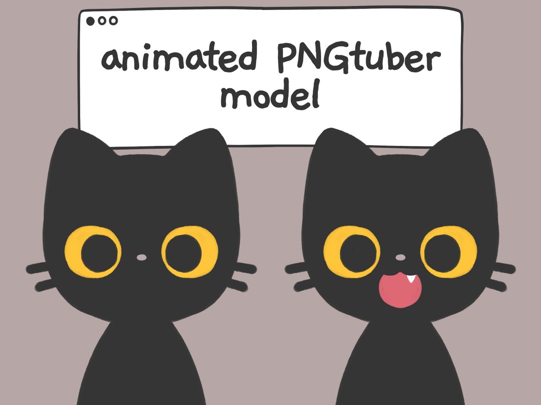 Black Cat Pngtuber Vtuber Model, Ready to Use Streamer Avatar, for OBS ...