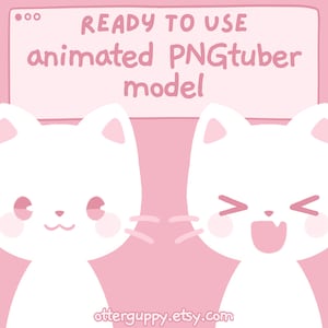 White Cat Pngtuber Vtuber Model, Ready to Use Streamer Avatar, for OBS ...