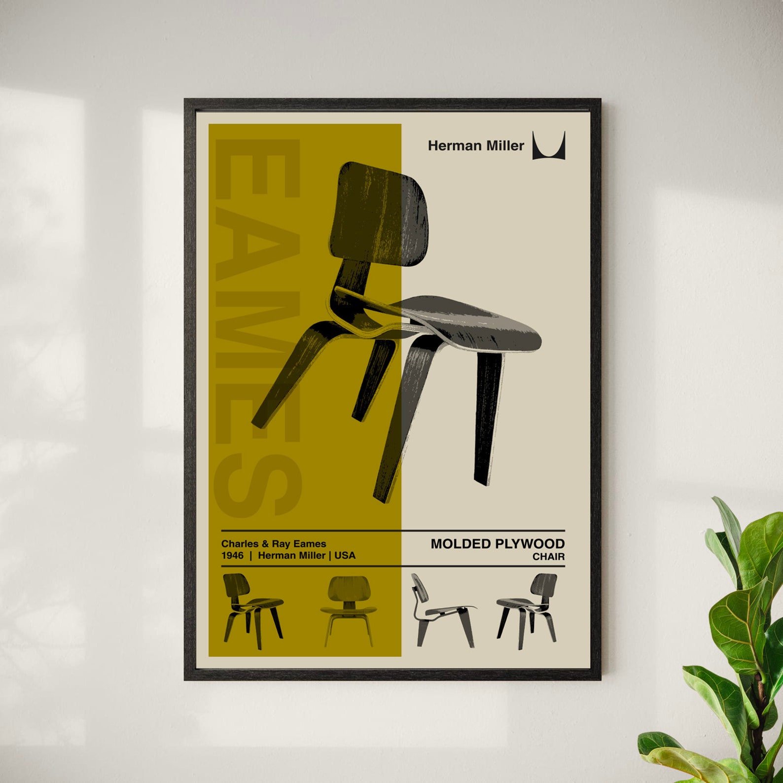 Eames Herman Miller Molded Plywood Chair Poster Digital Download Print ...