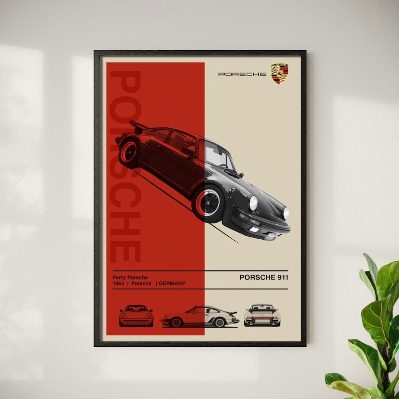 Porsche 911 Poster Digital Download Print Mid Century Wall - Etsy