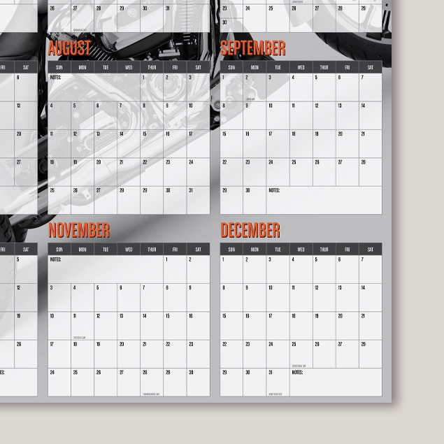 2024 Harley Davidson Wall Planner - Digital Download Print - Calendar ...