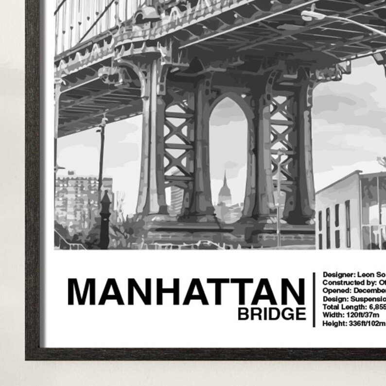 NYC Bridge Poster SET/BUNDLE Digital Download Print Brooklyn George ...