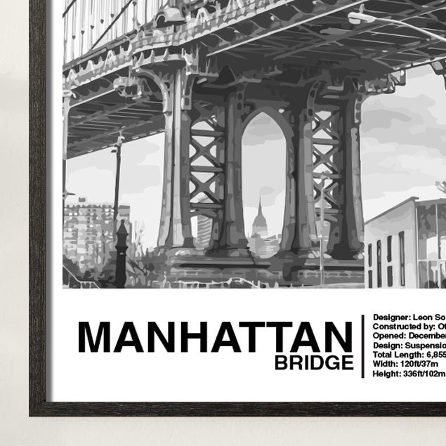 NYC Bridge Poster SET/BUNDLE Digital Download Print Brooklyn George ...