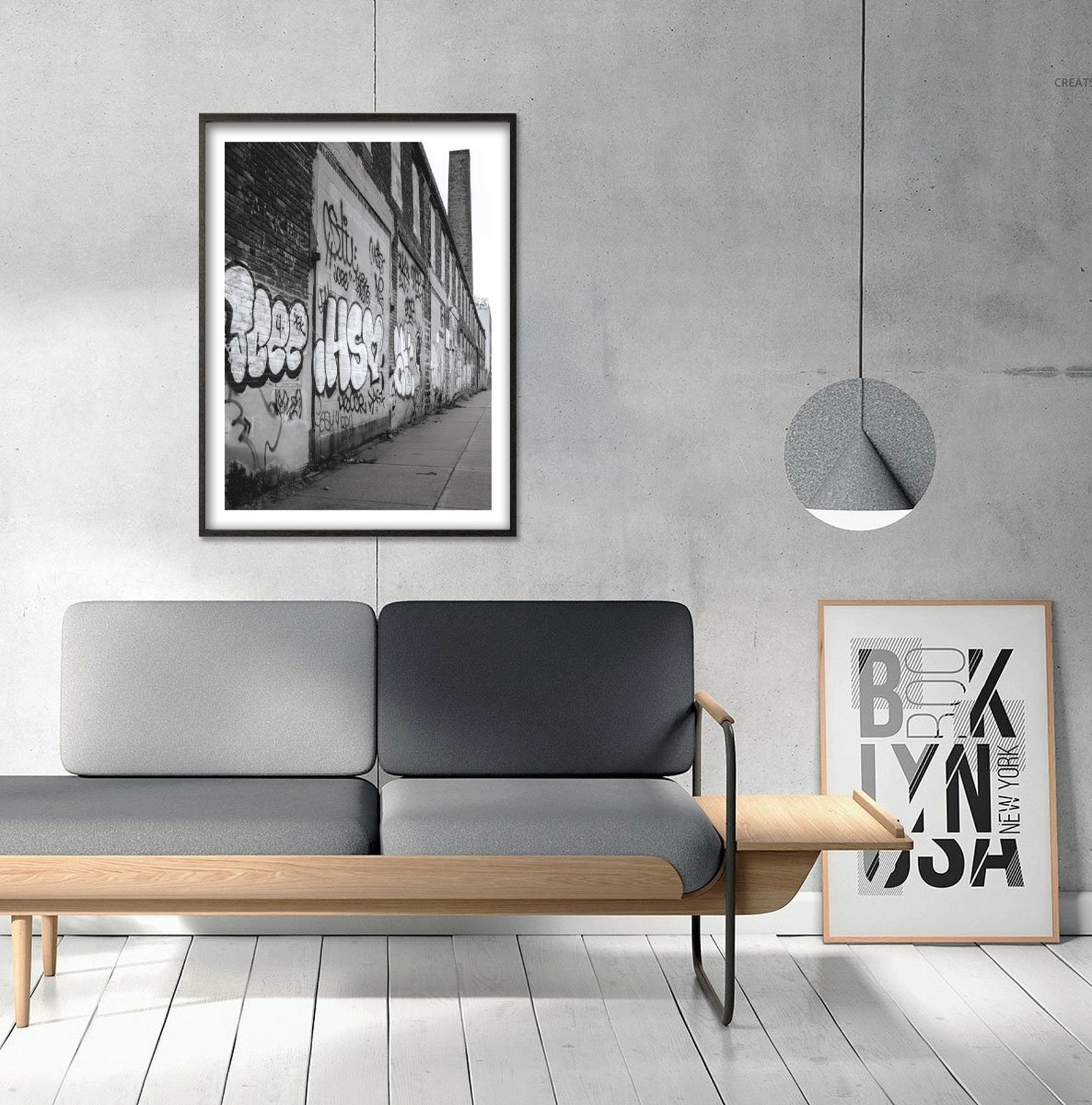 Graffiti Wall BW Poster - Digital Download Print - Photography ...