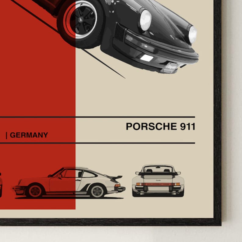 Porsche 911 Poster Digital Download Print Mid Century Wall - Etsy
