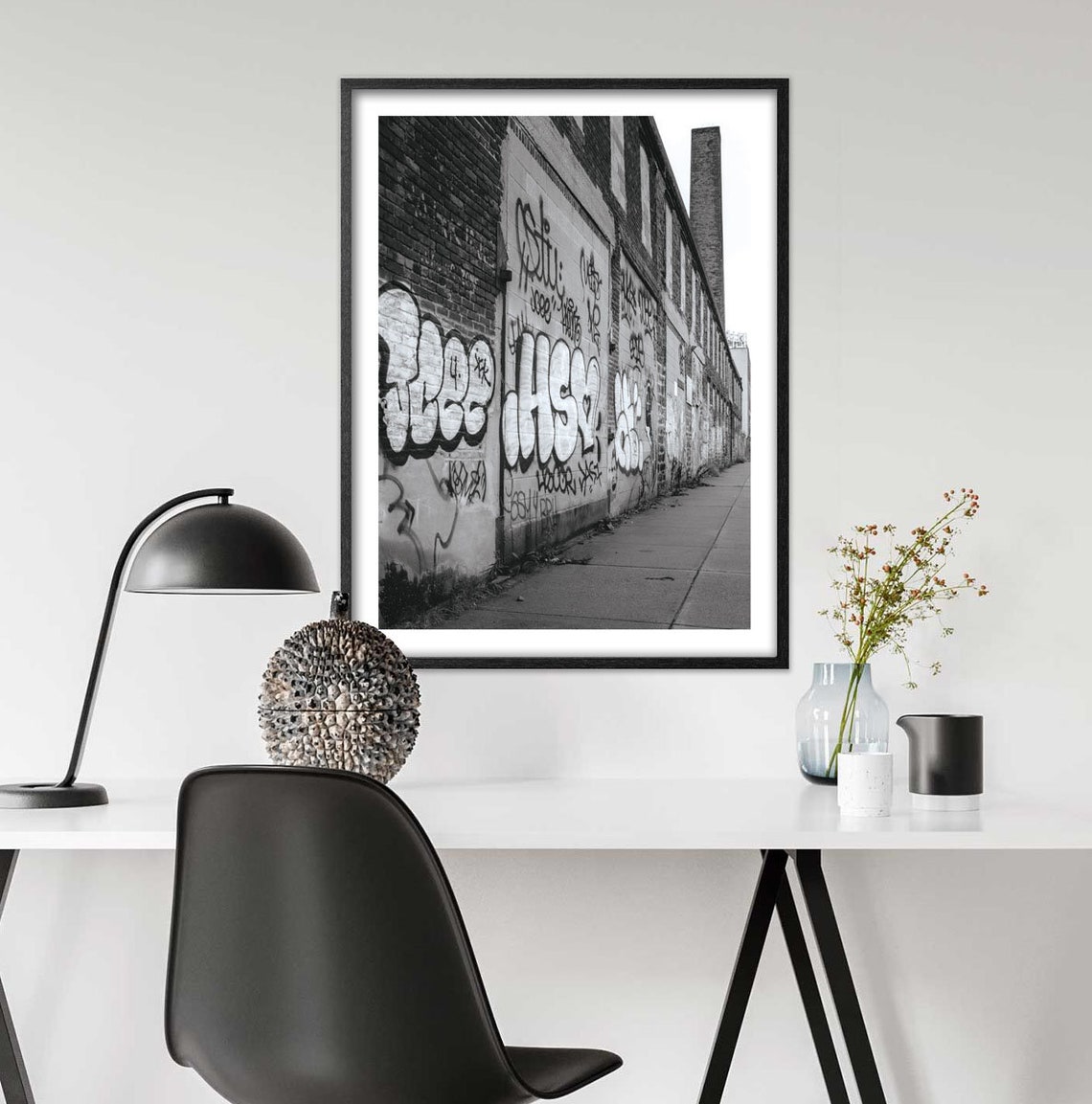 Graffiti Wall BW Poster - Digital Download Print - Photography ...