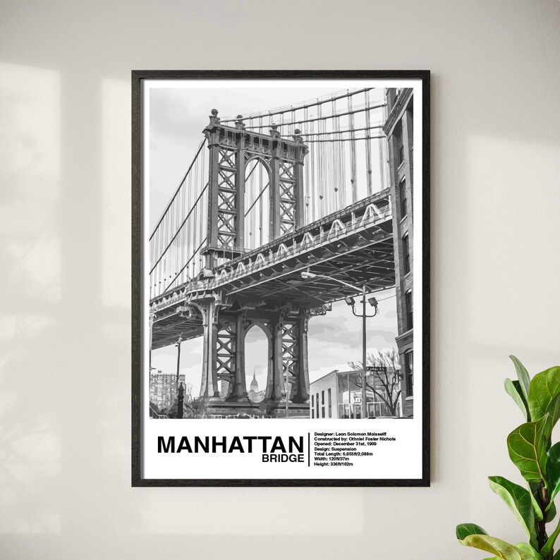 NYC Bridge Poster SET/BUNDLE Digital Download Print Brooklyn George ...