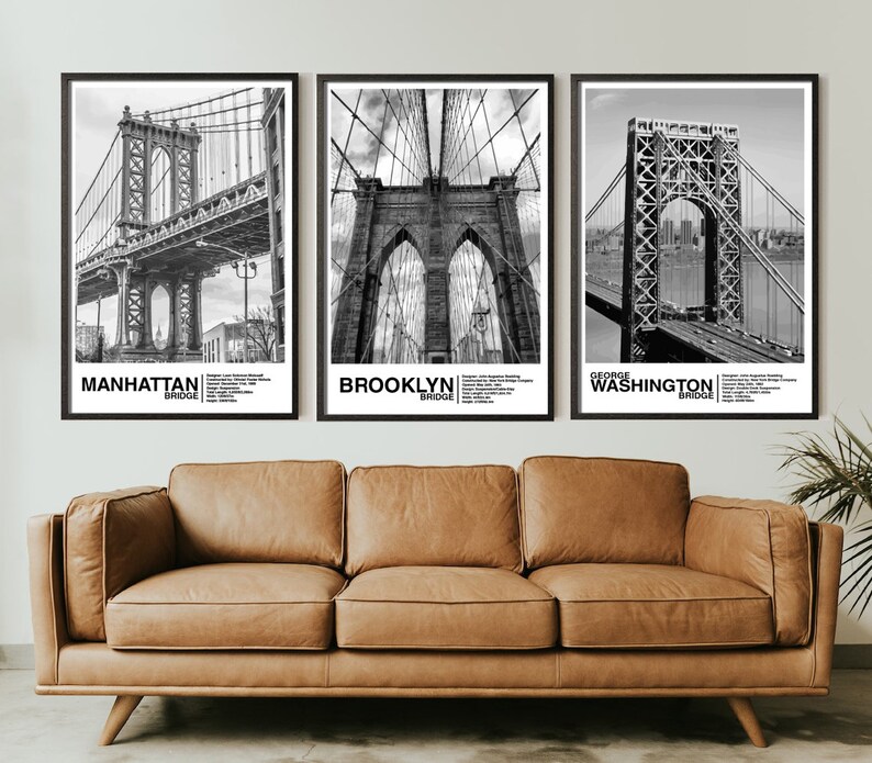 NYC Bridge Poster SET/BUNDLE - Digital Download Print - Brooklyn ...