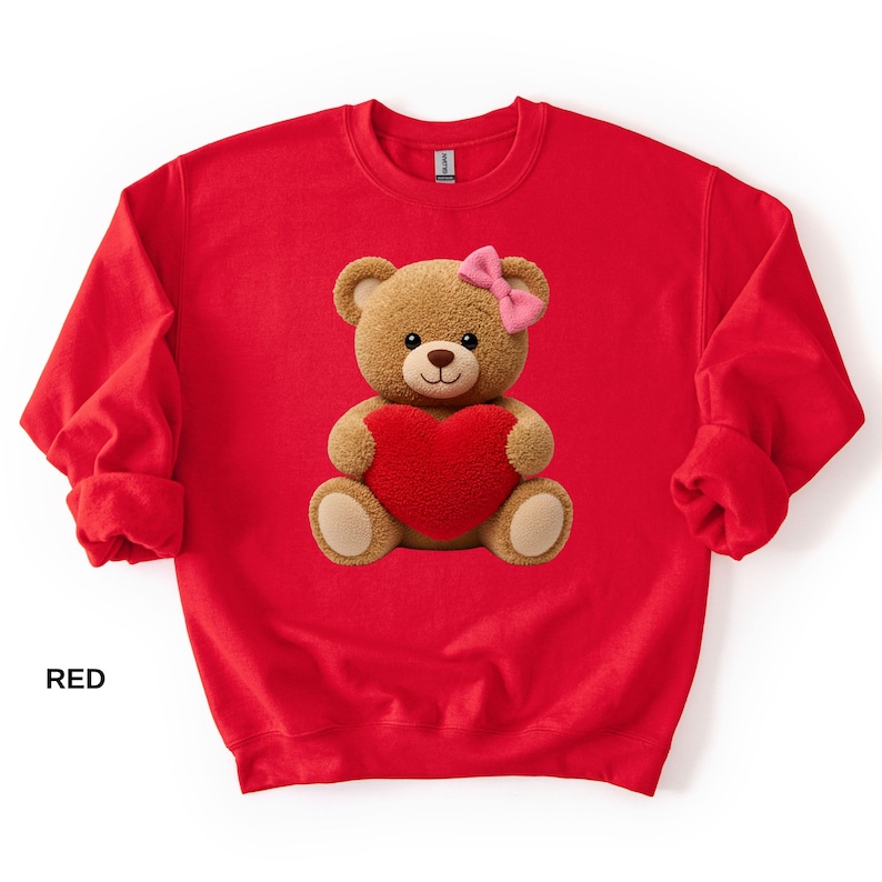 Valentines Day Faux Yarn Teddy Bear Sweatshirt, Cute Unisex Love Shirt ...