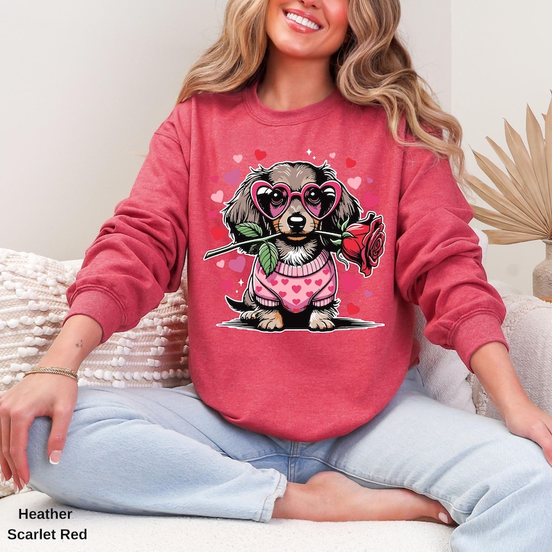 Dachshund Valentines Day Sweatshirt, Dog Lover Gift - Etsy