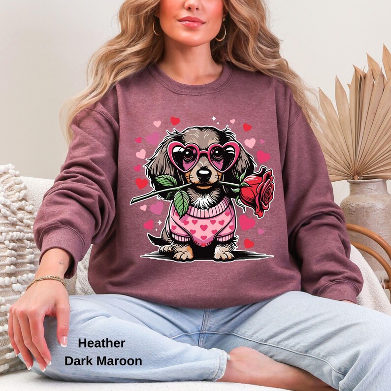 Dachshund Valentines Day Sweatshirt, Dog Lover Gift - Etsy