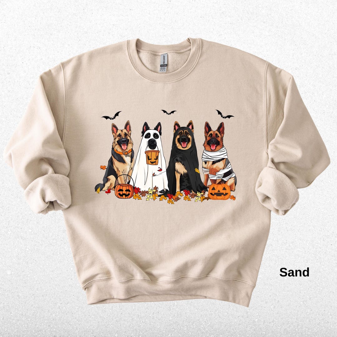 German Shepherd Ghost Dog Halloween Sweatshirt - Spooky Season Apparel ...