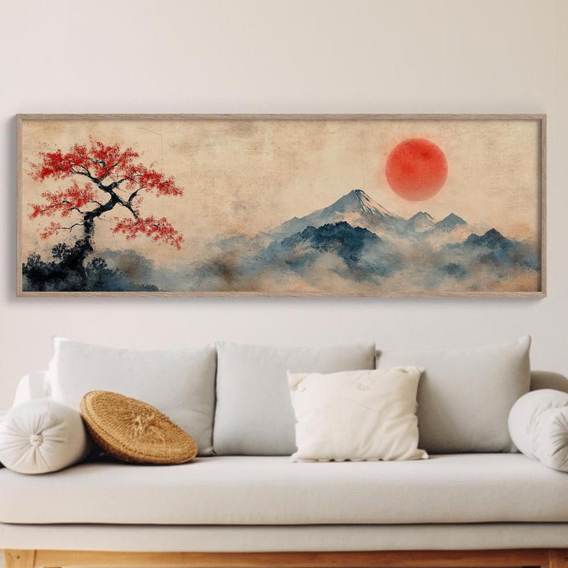 Japanese Red Sun Wall Art - Etsy