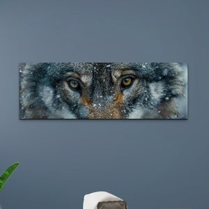 Wolf Eyes Canvas Wall Art Print, Panoramic Wall Decor, Livingroom ...