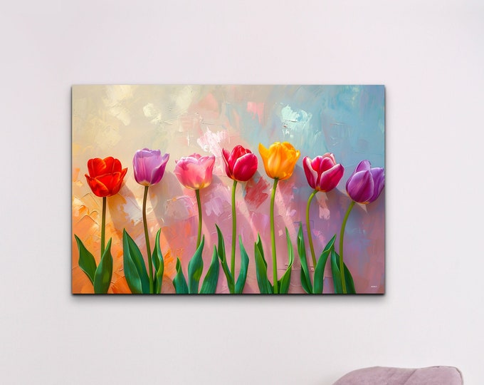 Tulips Art Print, Tulip Artwork, Tulip Wall Art, Flower Wall Decor ...
