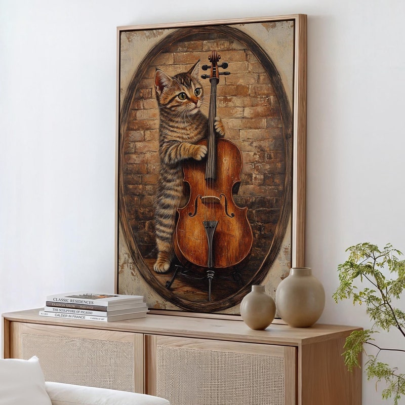 Cat Playing Music Artwork - Etsy