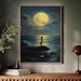 Woman Under Moonlight Canvas Art: Enchanting Night Ocean Scene With ...
