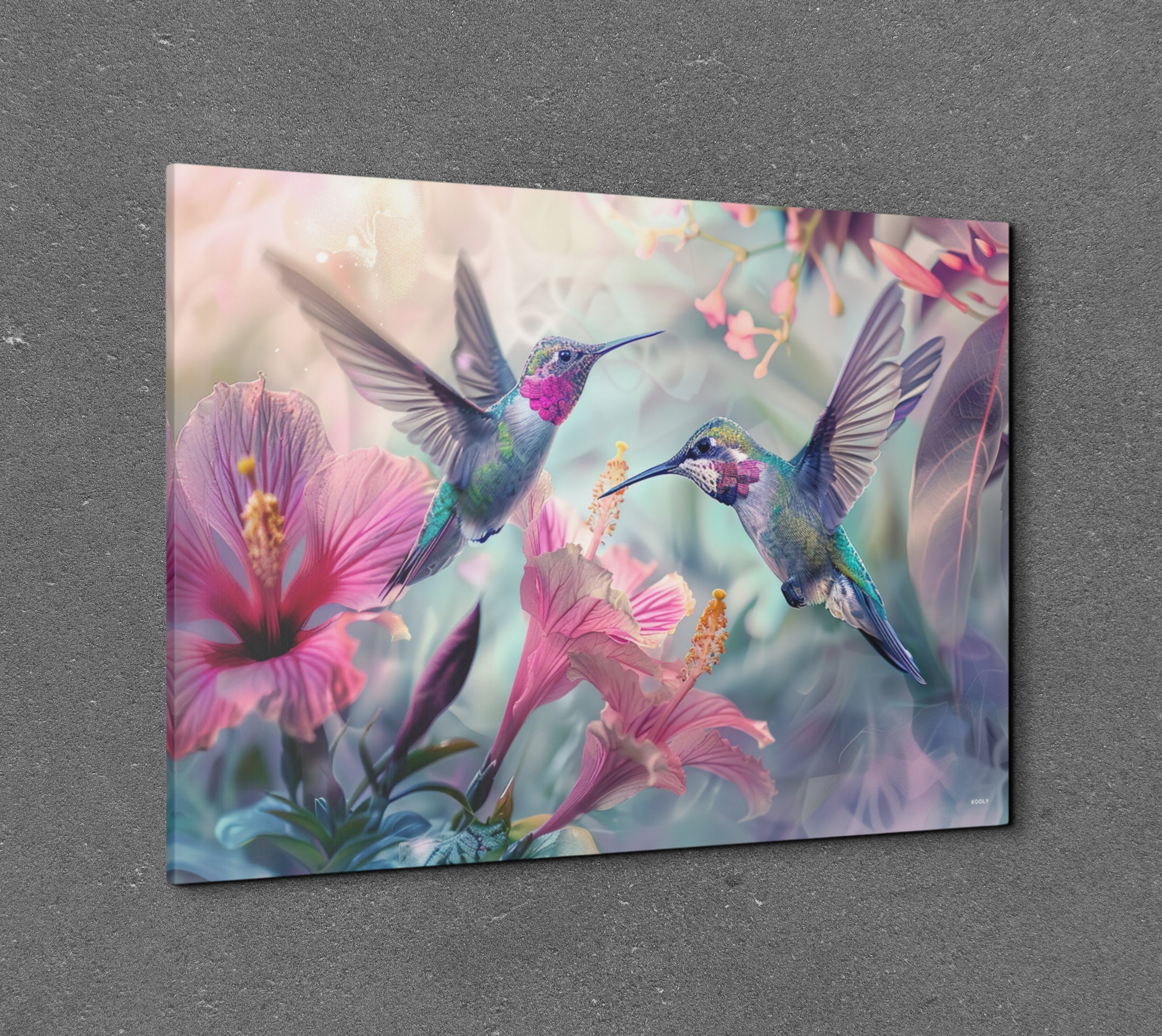 Two Hummingbirds Canvas Wall Art Print, Humming Bird Decor for Room ...
