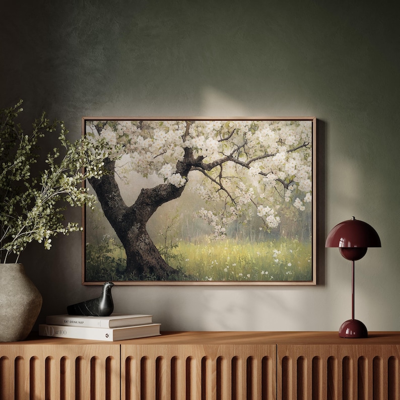 Beautiful Apple Blossom Tree in Full Bloom With Soft Sunlight and Lush ...