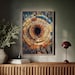 Framed Mosaic Tree Ring Art - Earthy Orange and Blue Wood Decor -rustic ...