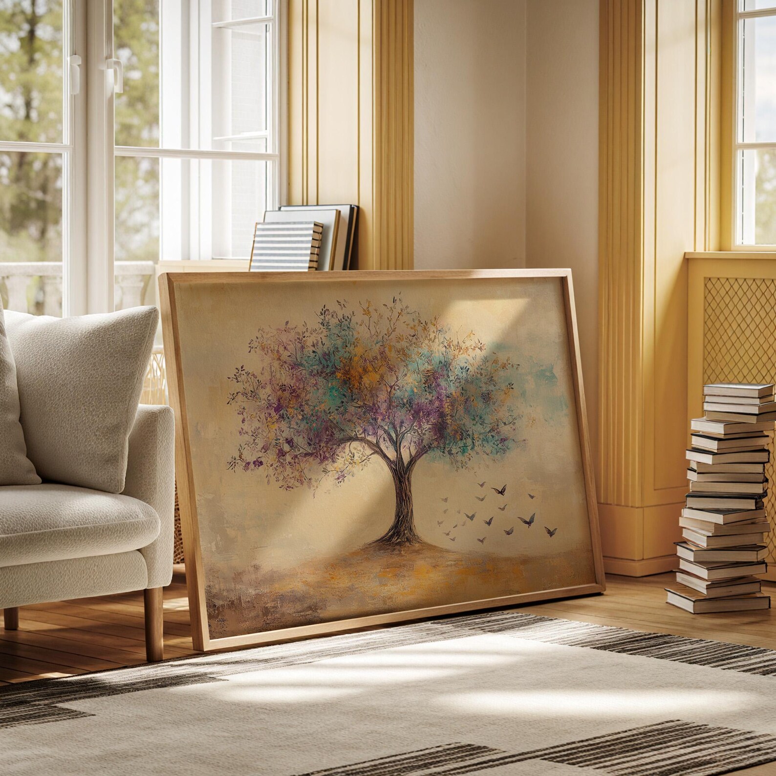 Elegant Abstract Tree Canvas Wall Art - Soothing Pastel Design With ...
